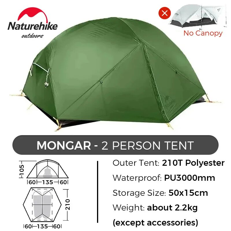 Палатка Naturehike Mongar на 2 человека ультралегкая палатка для кемпинга палатка для откры-air путешествий двойного слоя водонепроницаемая палатка для 3 сезонов портативная палатка