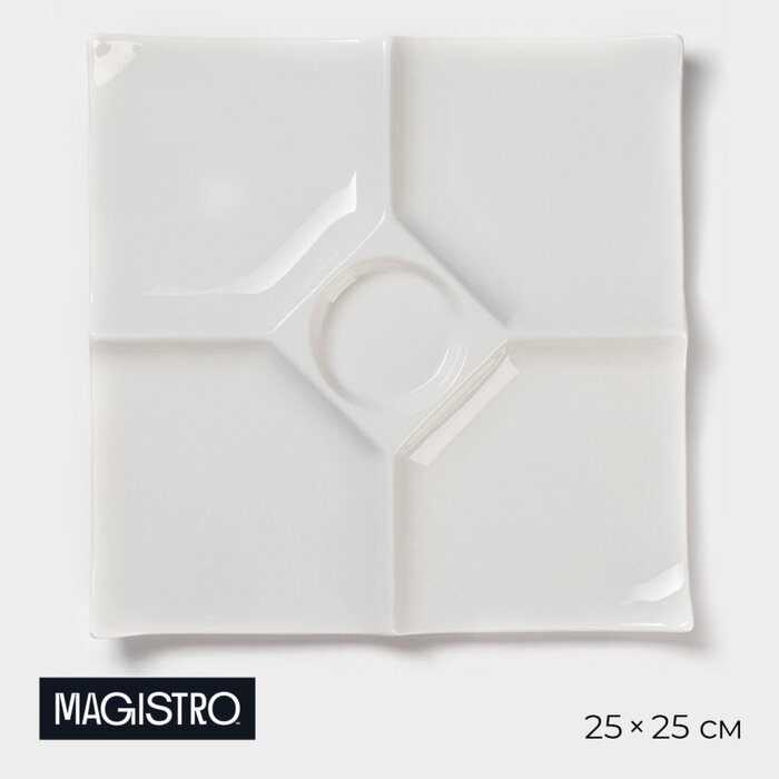 Уценка Менажница 5 ячеек Magistro «Бланш», 25×25 см, фарфор, белая