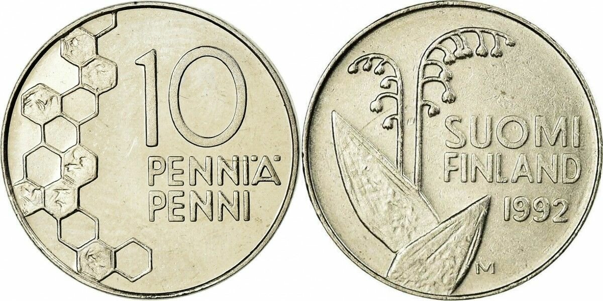 Финляндия 10 пенни, 1990 - 2001 Ландыш XF