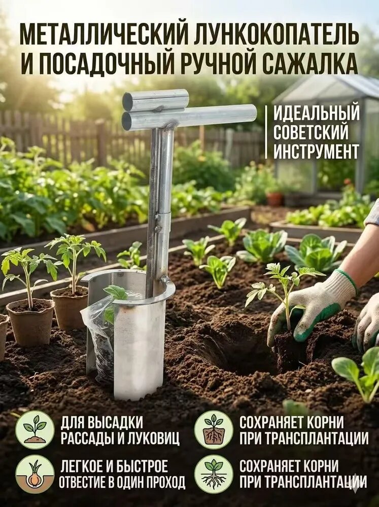 Бур садовый ручной, Металл