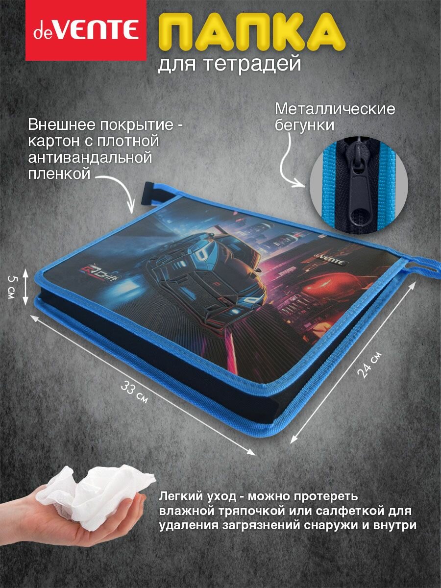 Папка школьная для тетрадей на молнии формат А4 — фото 1