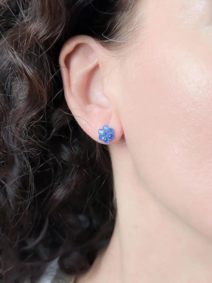 Серьги пусеты, серебро, 925 проба, родирование, агат