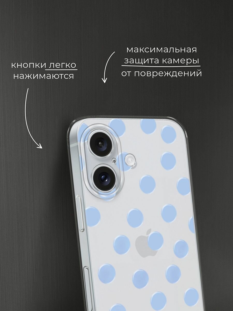 Силиконовый чехол на Apple iPhone 16 / Айфон 16 с принтом Фон в горошек — фото 1