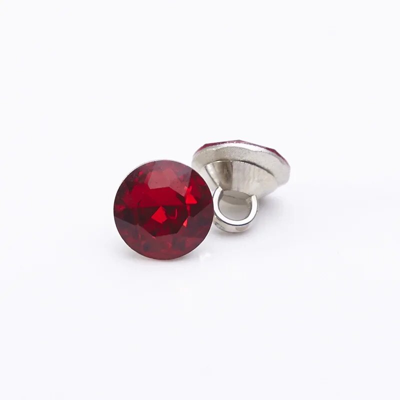 Стеклянные пуговицы с кристаллами 10 шт Красный, 8MM, Red
