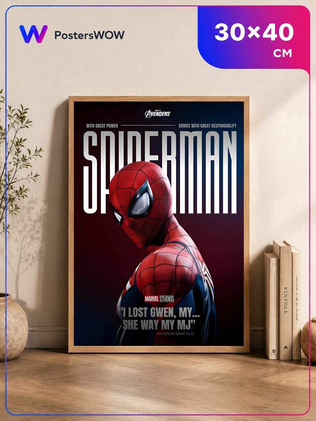 Постер SpiderMAN Avengers 30x40 см на стену, интерьерный плакат без рамки, декор для комнаты, спальни, гостиной, офиса и студии