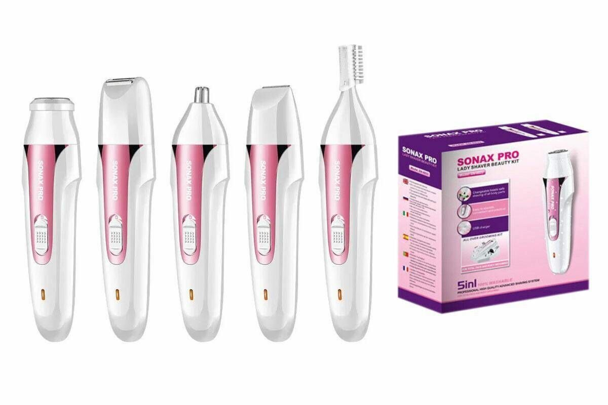 Набор для стрижки волос Sonax Pro, 5-в-1, аккумуляторный, розовый