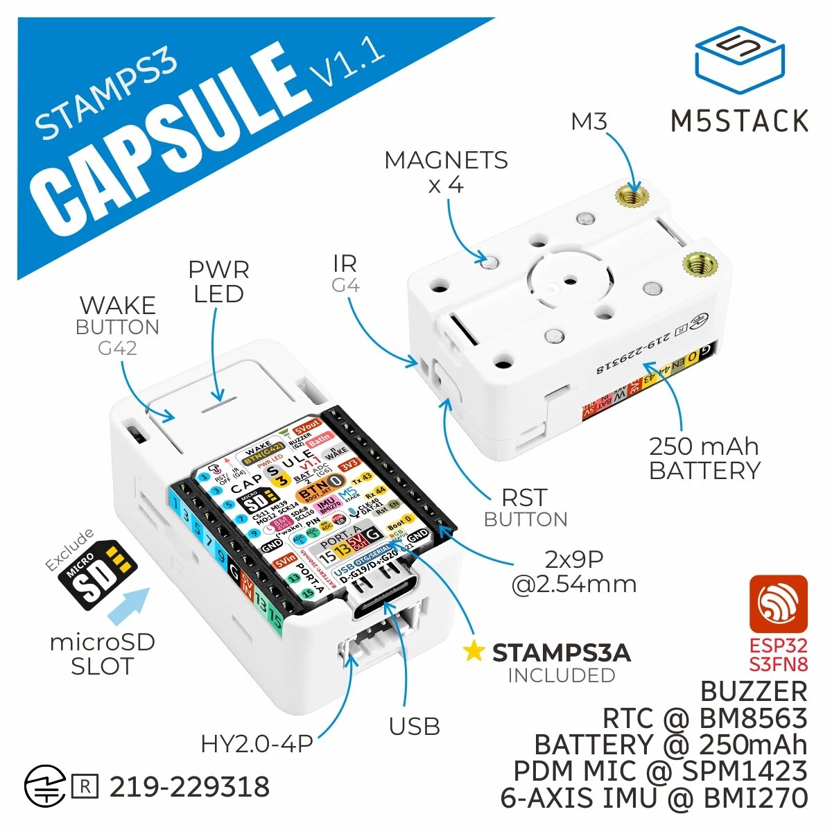 M5Stack Capsule Kit v1.1 с M5StampS3A