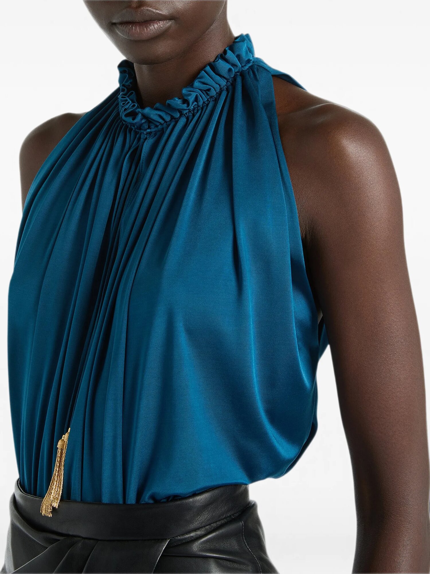 Топ BALMAIN Pleated flowing jersey top, размер 42 — фото 1