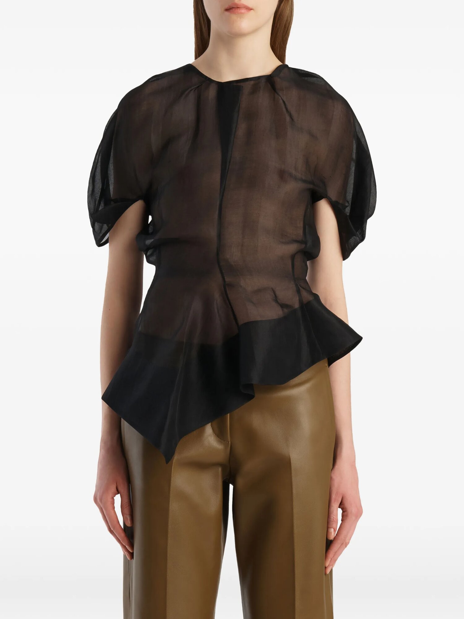 Топ Khaite Asymmetric draped silk top, размер 2 — фото 1