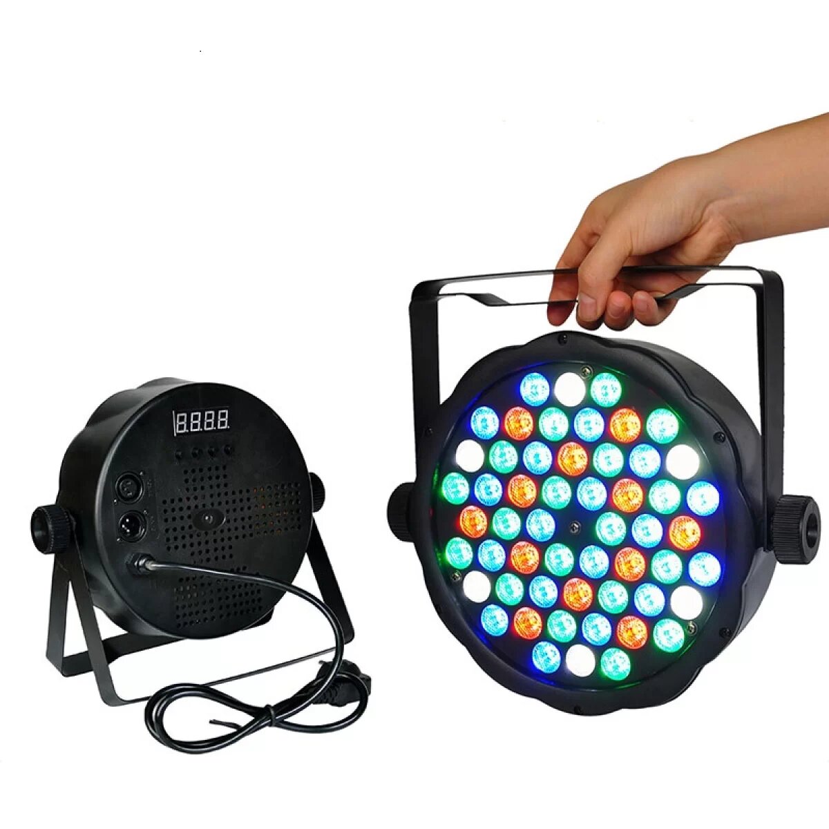 Прожектор Dialighting Led Par Slim 54-3 RGBW [Источник света: 54 LEDs (R:12 G:18 B:18 W:6). Электронный диммер 0-100%. Строб. Угол раскрытия луча 25°. Управление: DMX512 8 каналов, автоматический режим, master/slave. Питание: AC1]