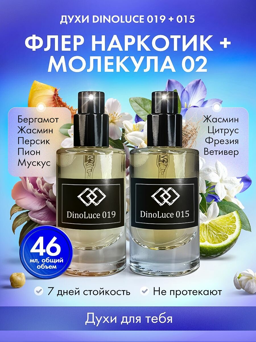 Духи DinoLuce 019 Флер Наркотик и 015 Молекула 02 2 шт по 23 мл