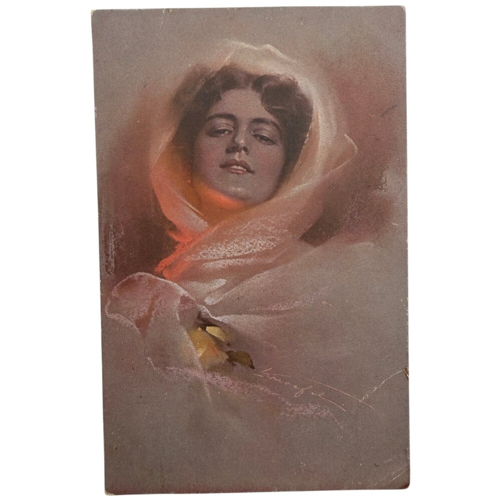 Почтовая открытка "Красавица в вуали" 1900-1910 гг. Германская Империя