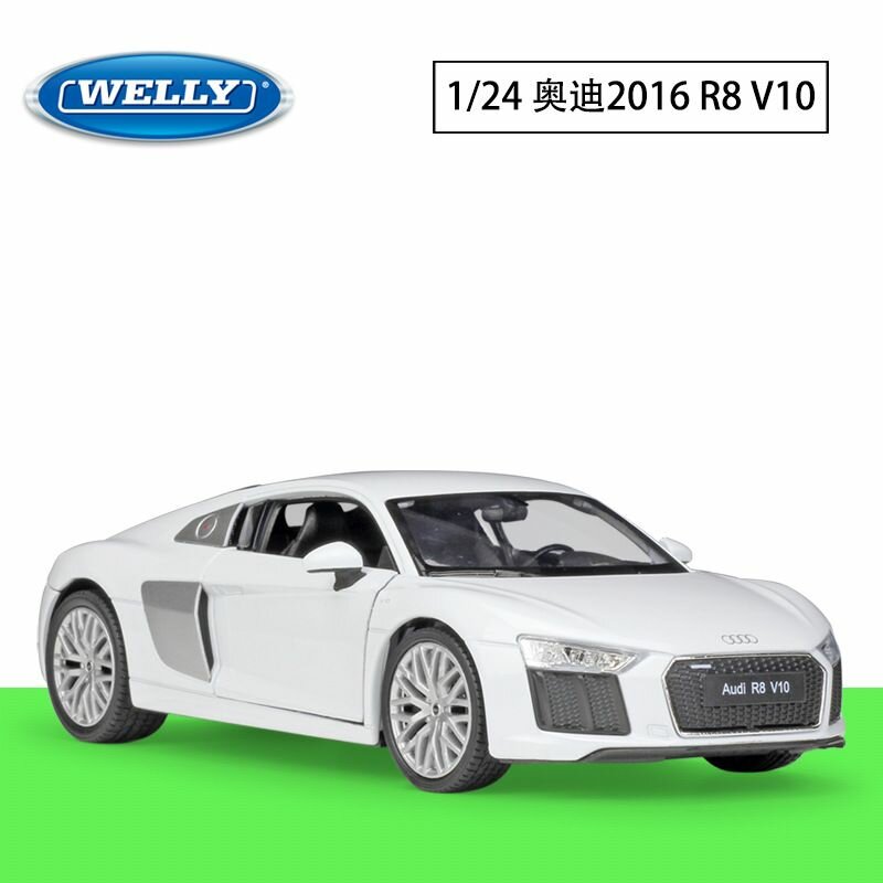 WELLY 1:24 Audi 2016 R8 V10 Alloy Car Model Миниатюрные игрушки для мальчиков, эксклюзивные модели на день рождения