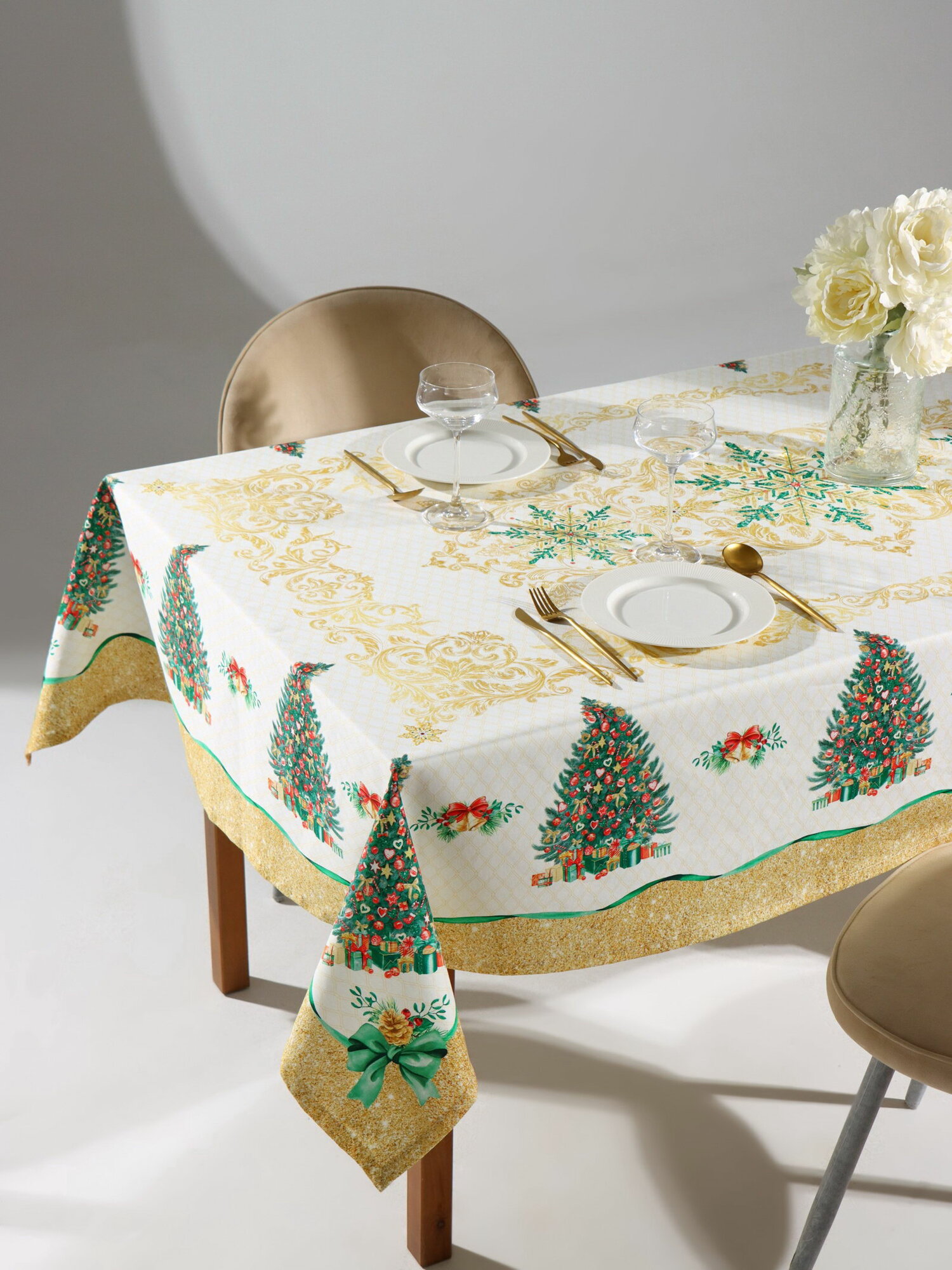 Скатерть новогодняя Golden Christmas, 150x220+-3 см с гмво, 100% хлопок, 190 г/?2
