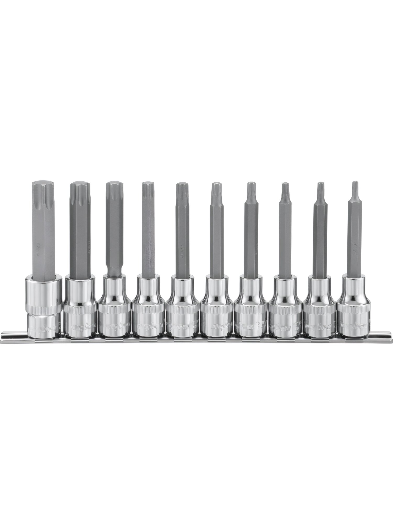 Набор насадок торцевых 1/2 DR с вставками-битами TORX на держателе, T20-T70, 100 мм, 10 предметов Ombra 921910