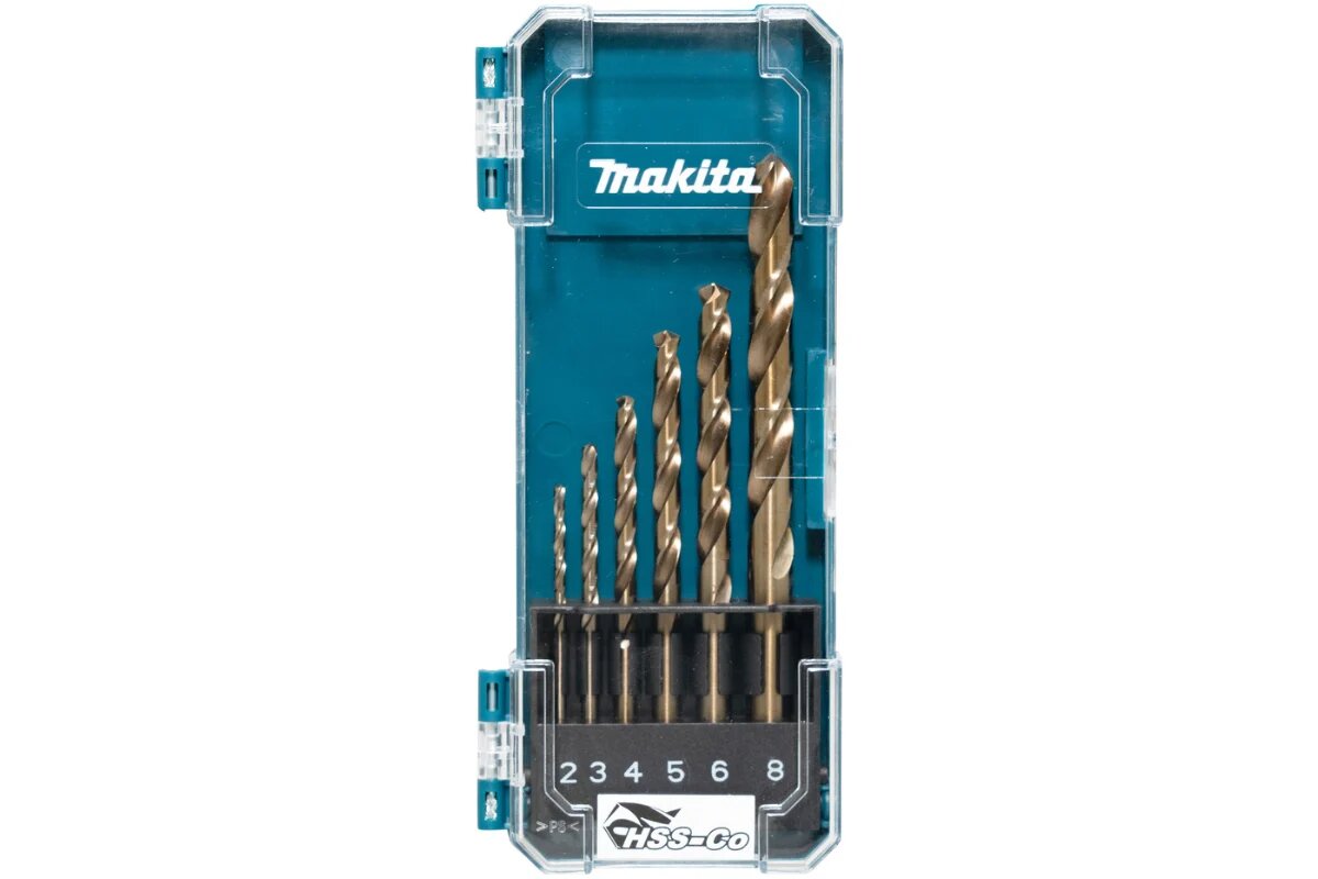 Набор сверл по металлу с кобальтовым покрытием Makita Сталь HSS-Co 5%; 6 штук (2-8 мм) арт D-75758