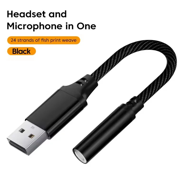 Аудиокабель AUX 3,5 Мм, USB-адаптер, Внешняя Звуковая Карта, USB-разъем На 3,5 Мм, Адаптер Для Black