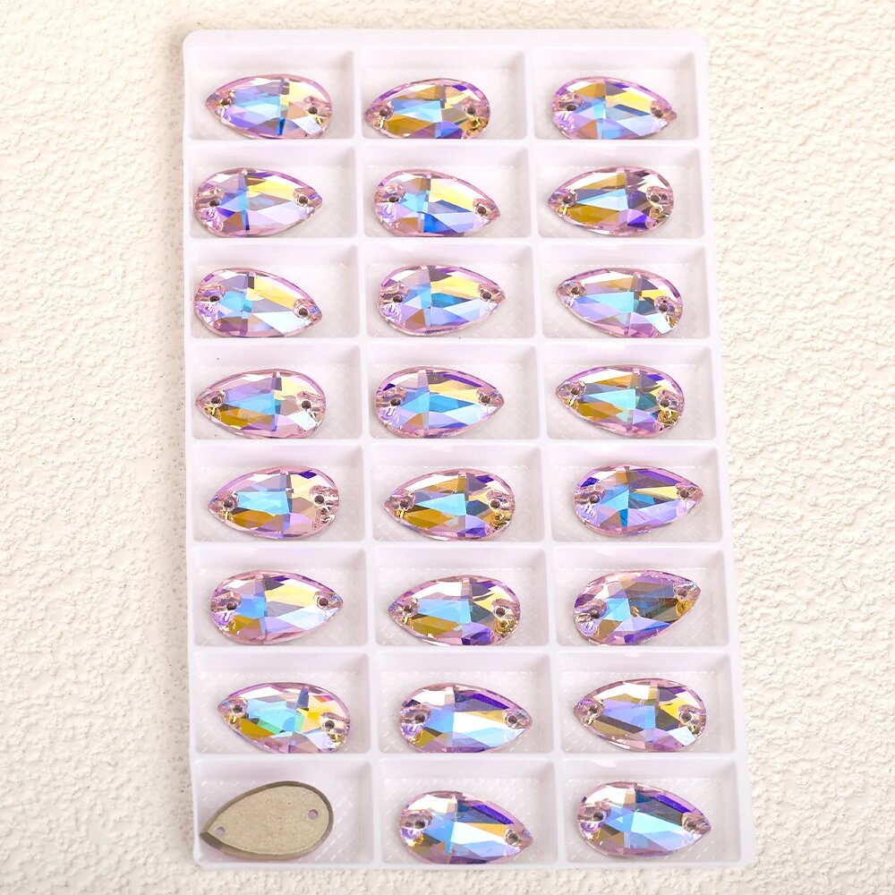 Хрустальные стразы K9 Dorp Color AB для декора 9x18mm 36pcs, K9 pink AB