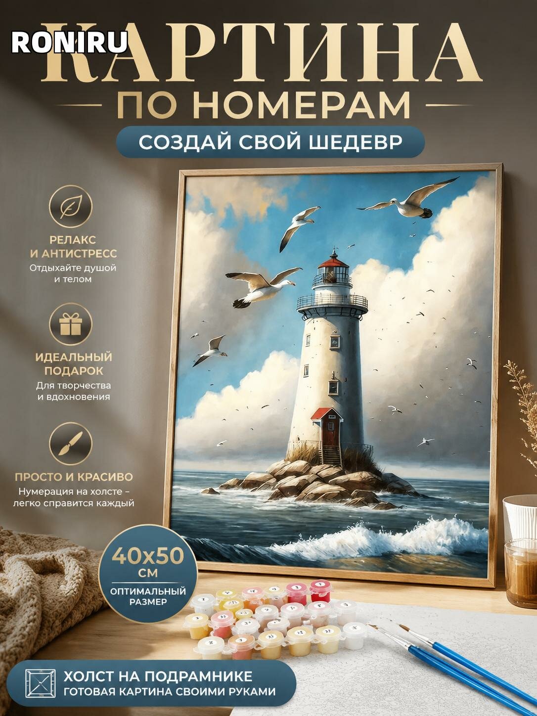 Картина по номерам 40x50 см — набор для рисования акрилом на холсте, для взрослых и подростков, декор и релаксация