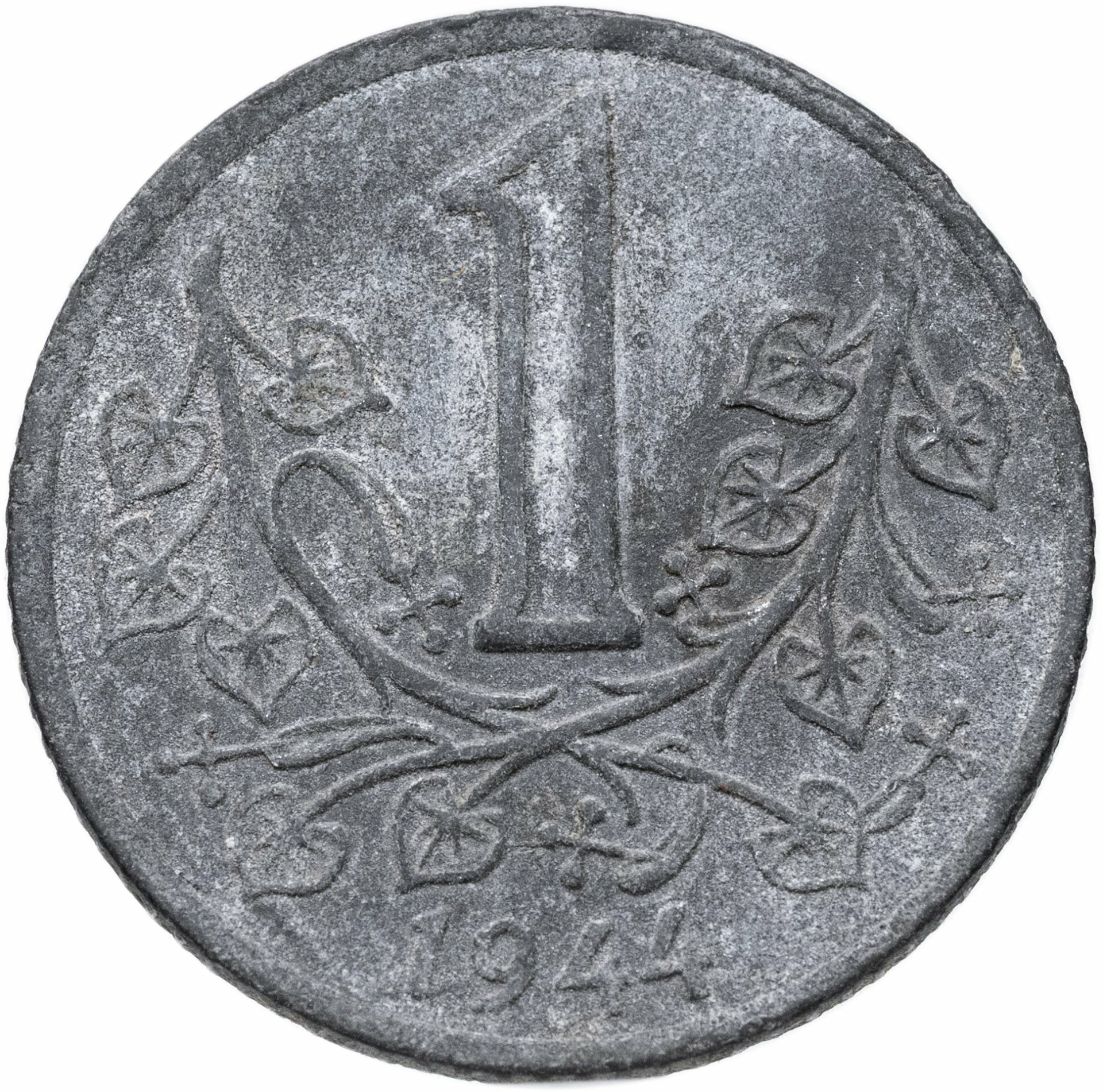 Богемия и Моравия 1 крона koruna 1944, Цинк, в сохранности VF