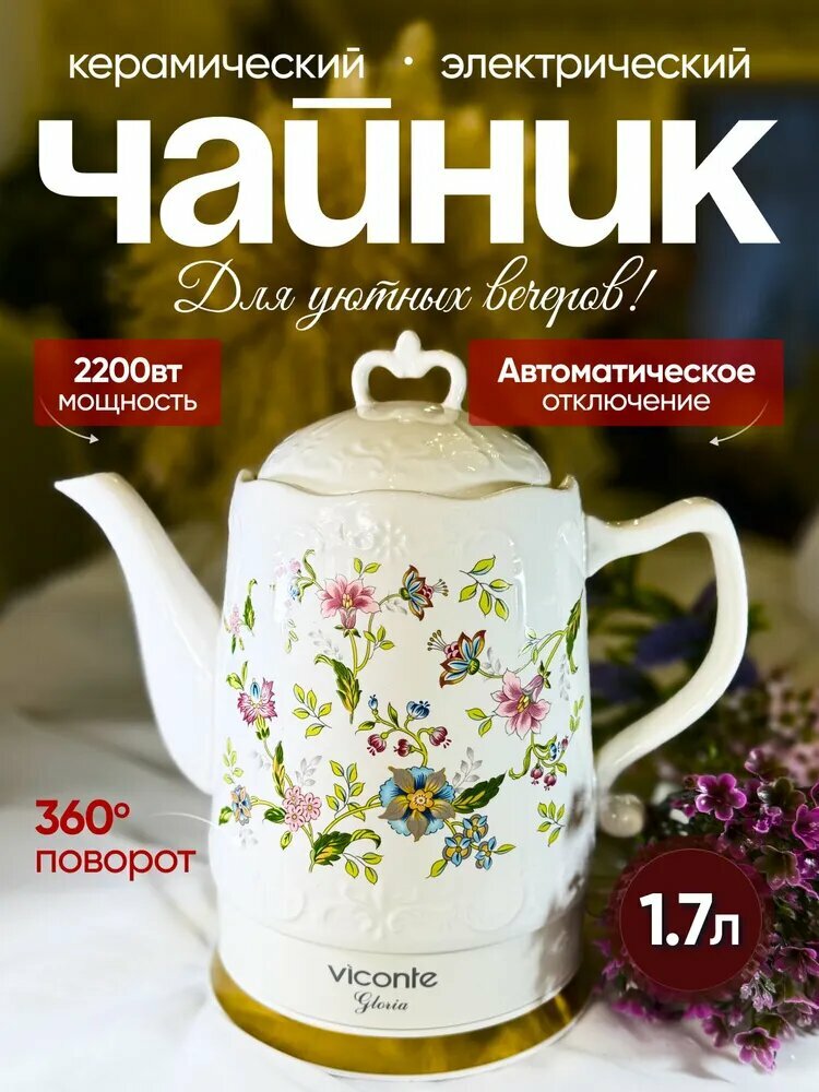 Чайник электрический. Керамический 1,7 литра.