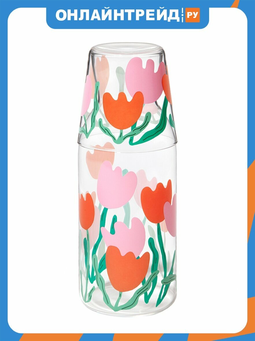 Графин Doiy Bloom из графина и стакана, 8,5x8,5х22 см, стекло (DYJGLBLO)