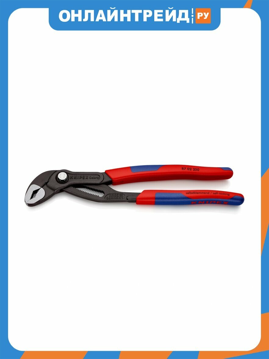 Клещи переставные Knipex KN-8702250SB COBRA®, 50 мм (2"), 250 мм, двухкомпонентные рукоятки