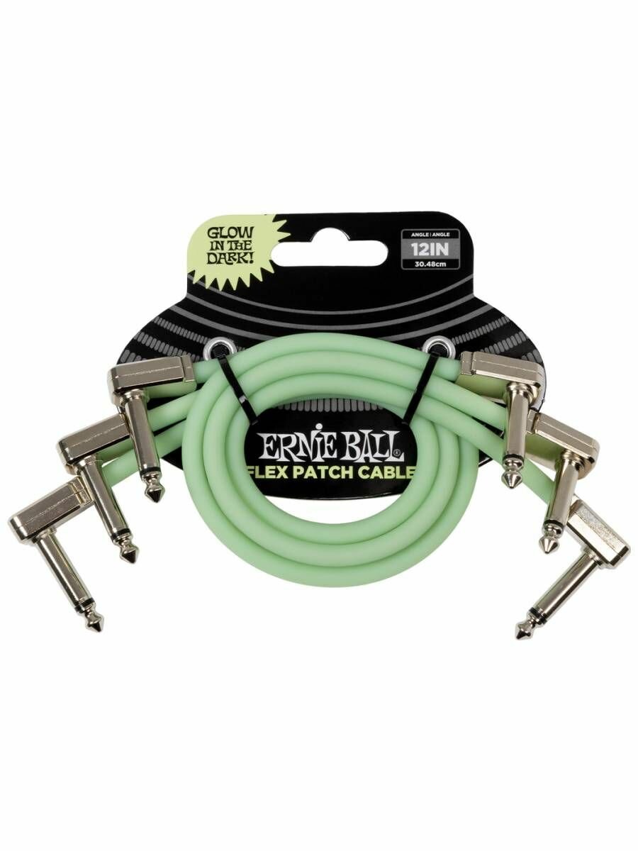 Кабель инструментальный, ERNIE BALL 6476 Flex 3шт, угловой - угловой Jack, 30см