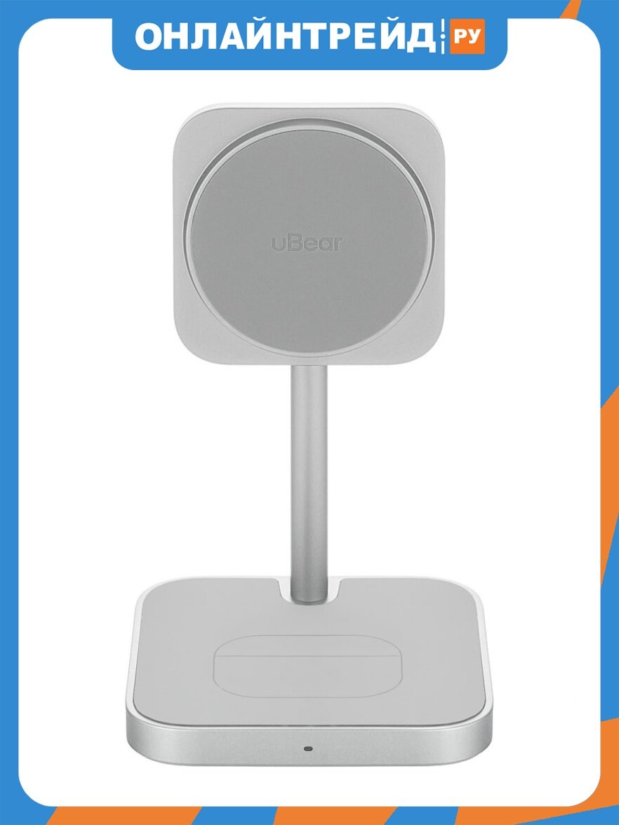 Беспроводное зарядное устройство Ubear WL14SL31-AW, Evoke, 3-в-1, MagSafe совместимое, Qi2, Apple Watch Edition, серебро