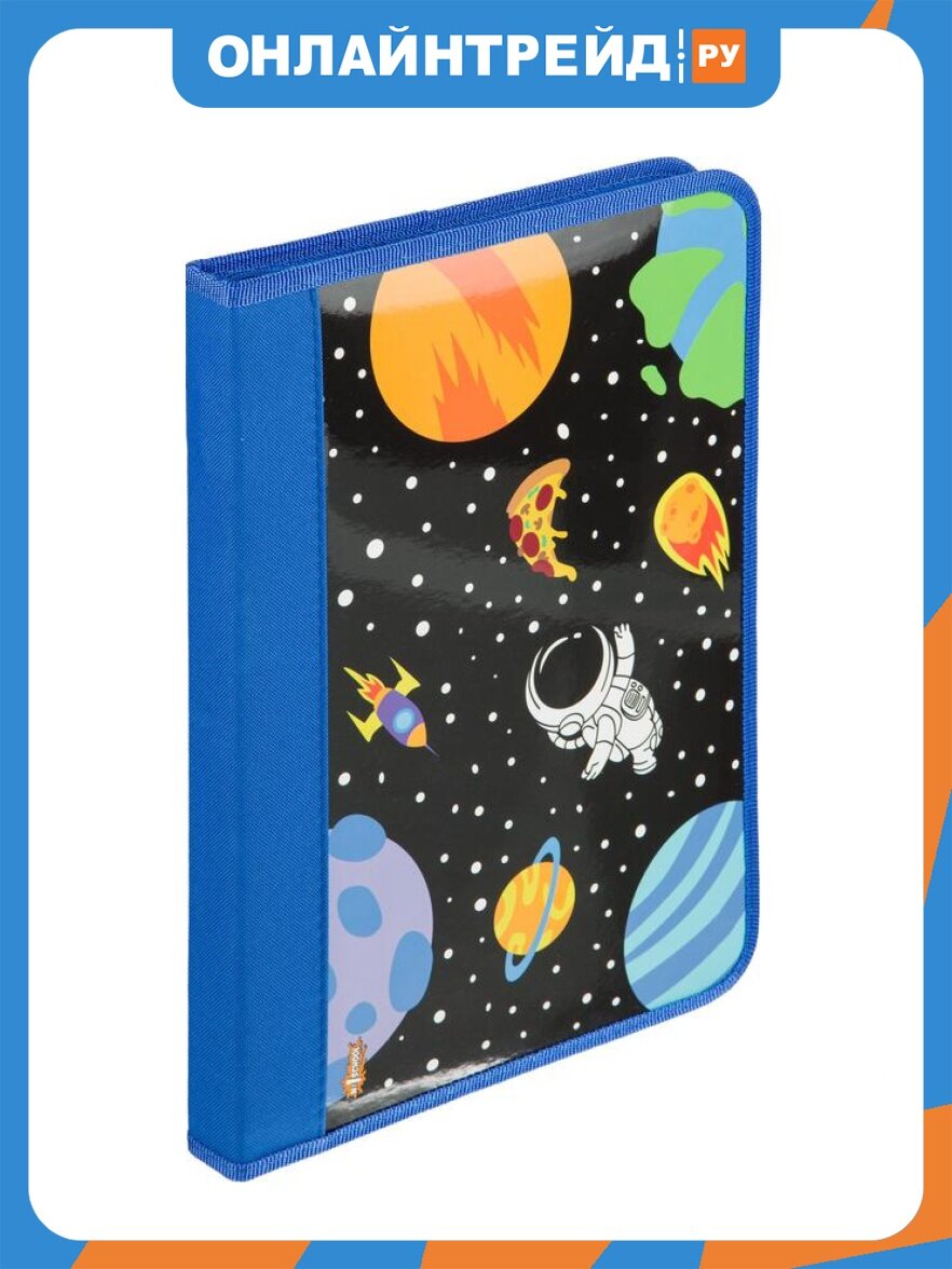 Папка для труда №1SCHOOL Space time, А4, рез, ткань/ламин 340х235х30, ПТ-Р4
