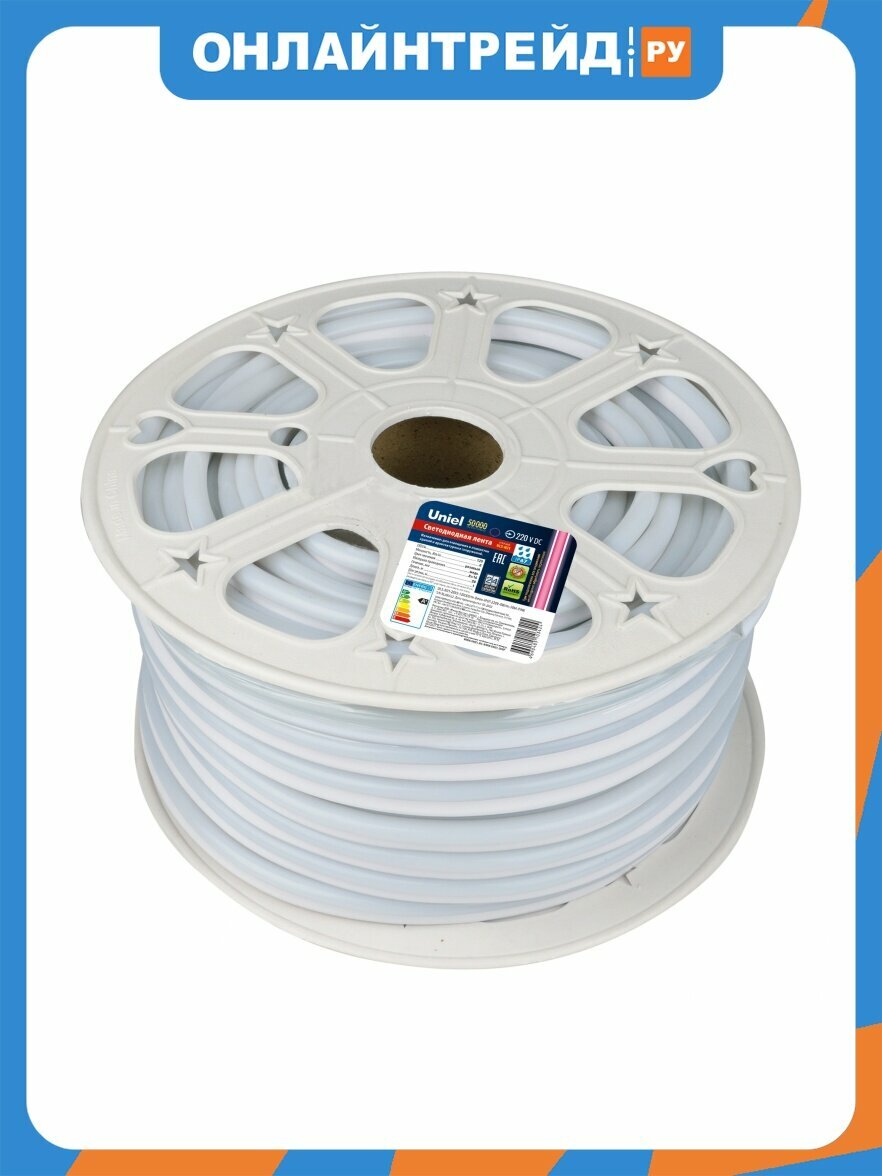 Гибкий неон Uniel ULS-N21-2835-120LED/m-8mm-IP67-220V-8W/m-50M-PINK TM .