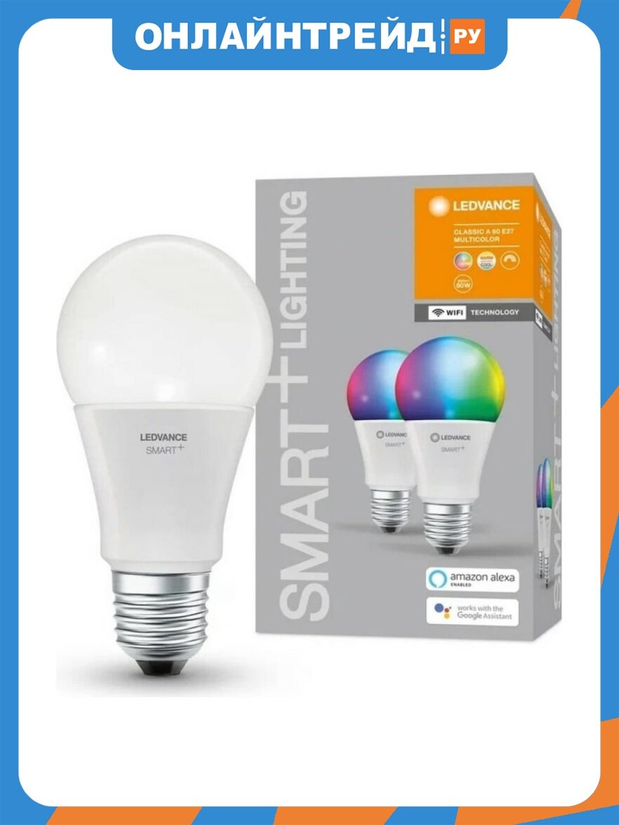 Светодиодная лампа Ledvance-osram OSRAM LEDVANCE WiFi Classic A Dimm 60 9 W/ RGBW 2700K.6500K E27 806Lm Экопак 1X2 RU