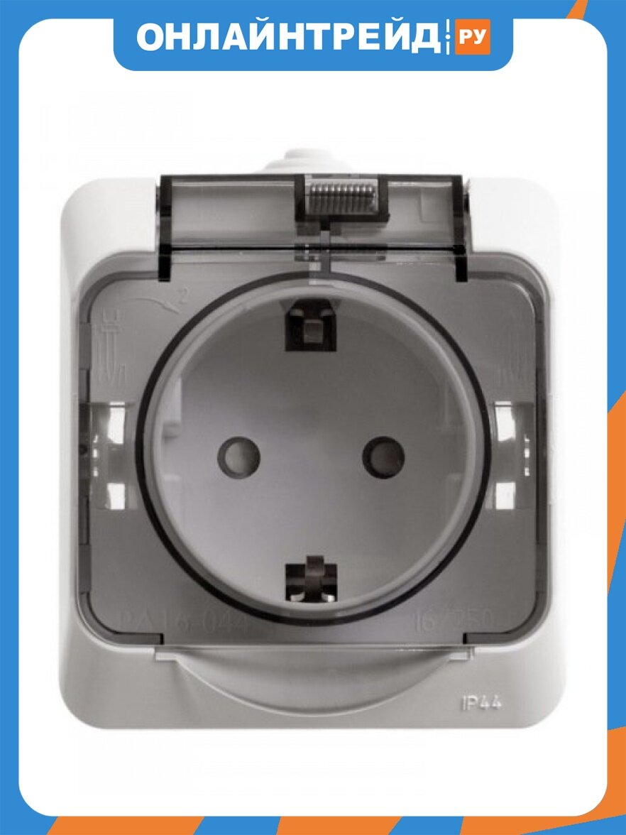 Розетка Systeme Electric (schneider Electric) SCHNEIDER ELECTRIC этюд, с заземлением, со шторками, IP44, Белый, PA16-044B