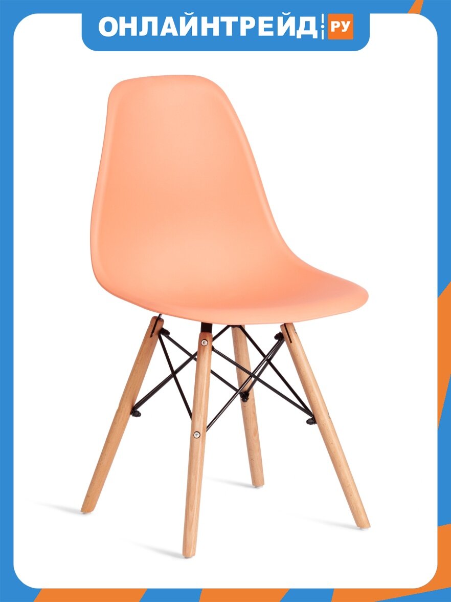Комплект стульев Tetchair CINDY (EAMES) (mod. 1801) дерево бук/металл/сиденье пластик, 45x51x82 см, Orange (Оранжевый) (4шт/уп)