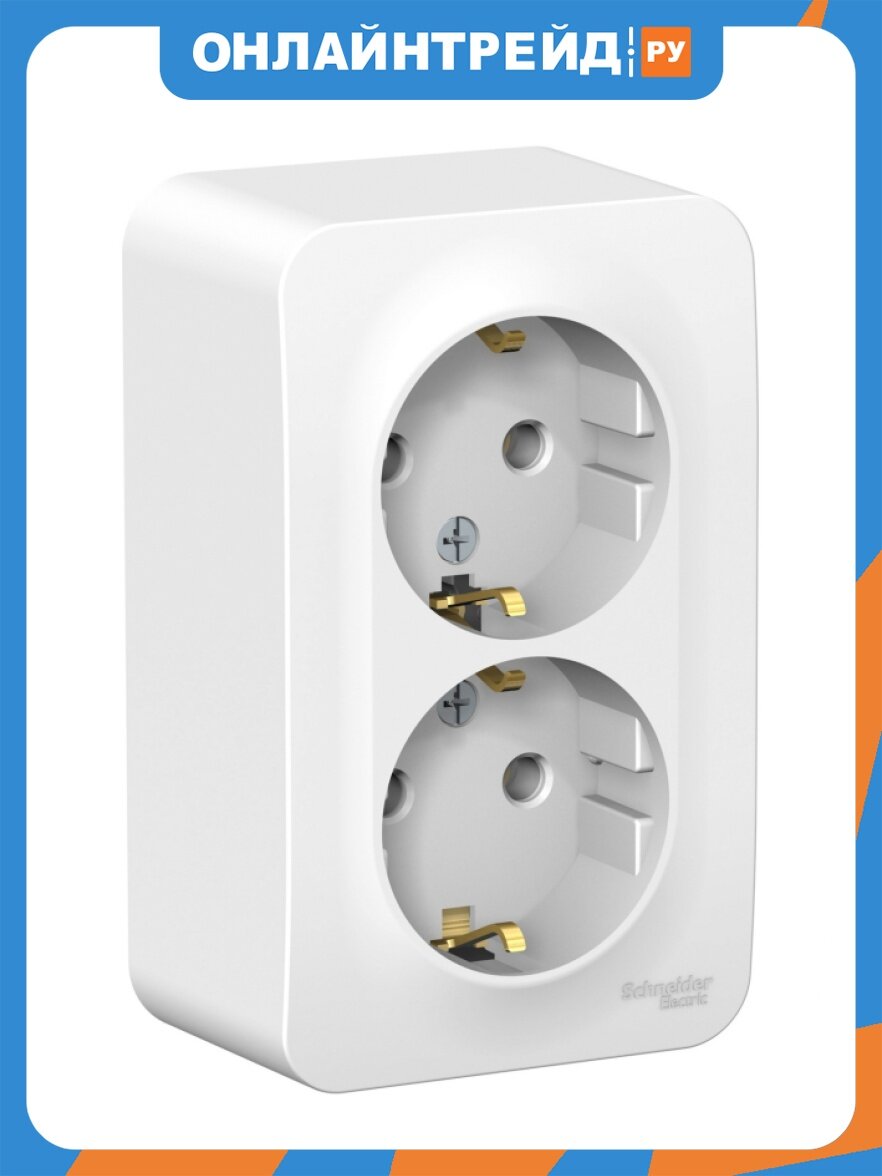 Розетка Systeme Electric (schneider Electric) SCHNEIDER ELECTRIC BLANCA двойная с заземлением без шторок, 16А, 250В, Белый, BLNRA010201