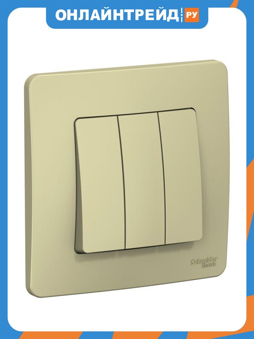 Выключатель Systeme Electric (schneider Electric) SCHNEIDER ELECTRIC BLANCA 3-клавишный (cх.1+1+1), 10А, 250B, бежевый, BLNVS100507