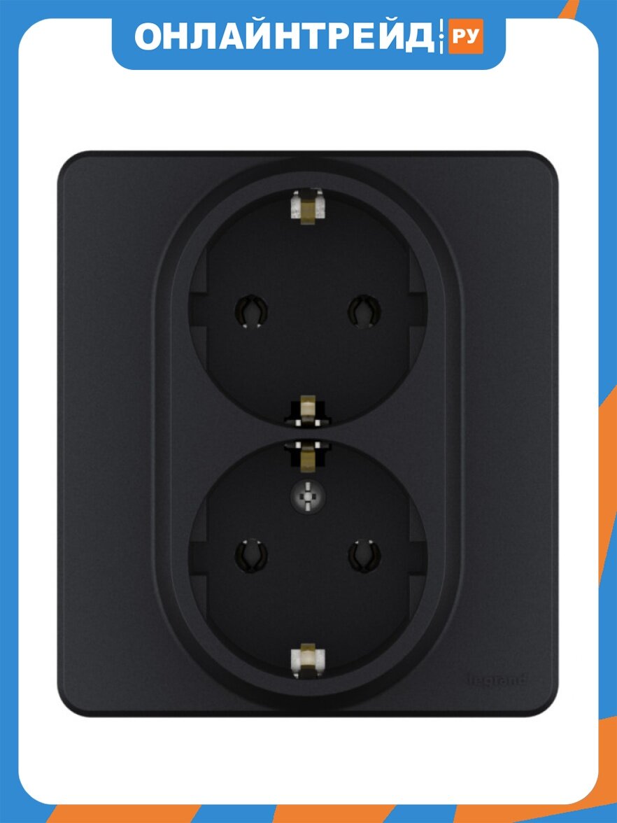 Розетка Legrand INSPIRIA 2 x 2К+З, немецкий стандарт, 16 А - 250 В, антрацит, 673753