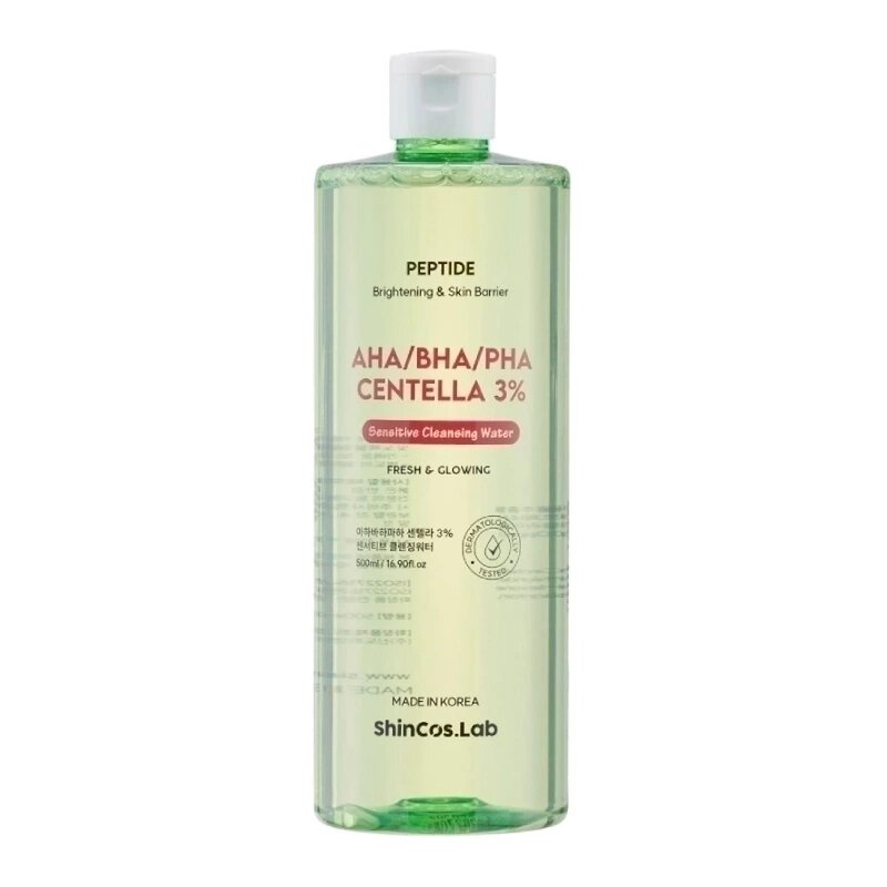 ShinCos.Lab AHA/BHA/PHA Centella 3% Sensitive Cleansing Water Мицеллярная вода с 3% экстракта центеллы азиатской и комплексом кислот AHA, BHA, PHA