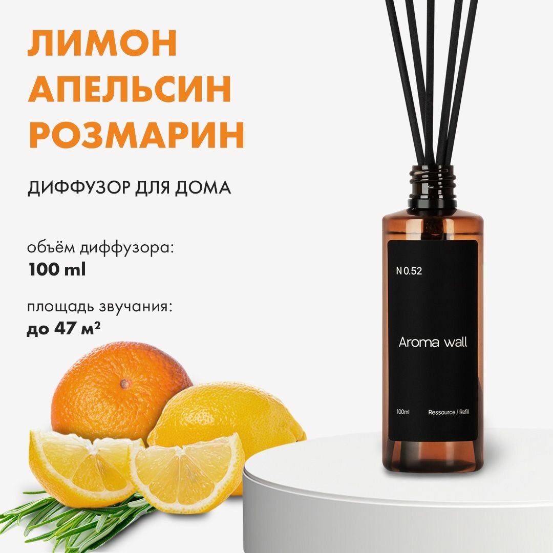 Наполнитель для ароматизатора для дома, Рефил, с ароматом Апельсин, лимон, розмарин, диффузор для дома, парфюм с палочками Aroma wall - N.052