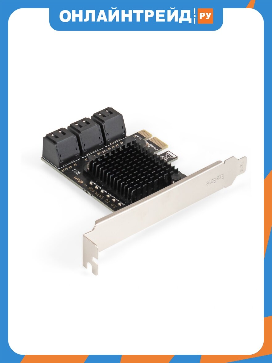 Контроллер Exegate EXE-516v2 (PCI-E x1 v2.0, SATA3 6Gb/s, 6 int, ASMedia Chipset ASM1166)
