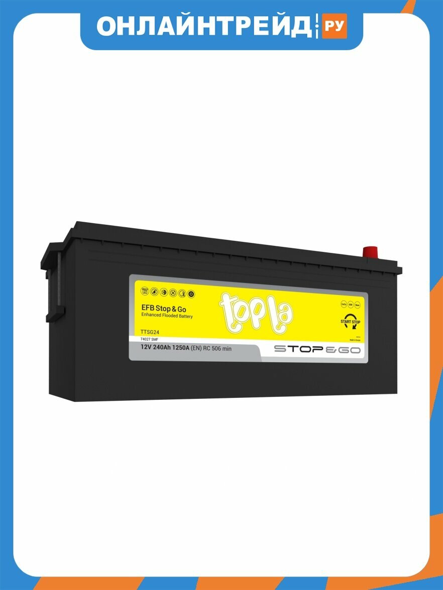 Аккумулятор Topla EFB Stop&Go TSG24 74027 SMF (454612), 517x275x241, обратная полярность, 240 Ач