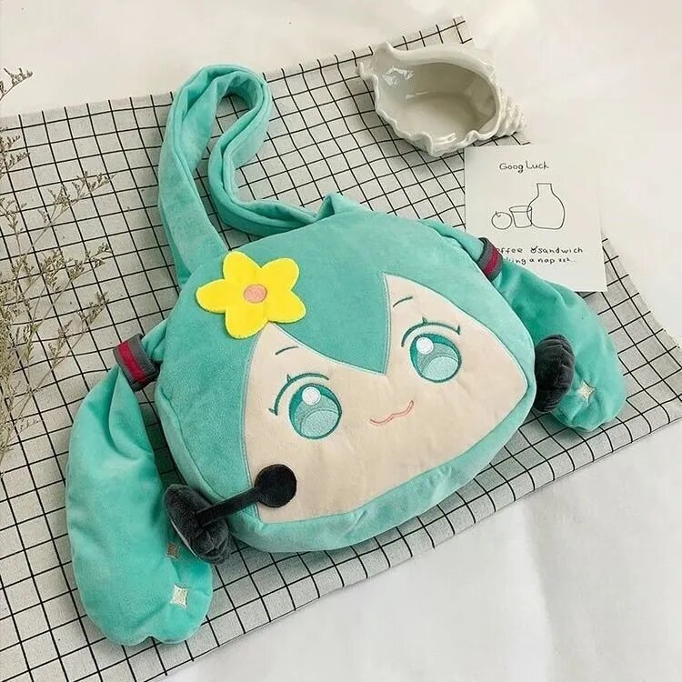 Рюкзак Hatsune Miku Kawaii мультфильм, хлопок-сатин, 28x12.5x29.5 см — фото 1