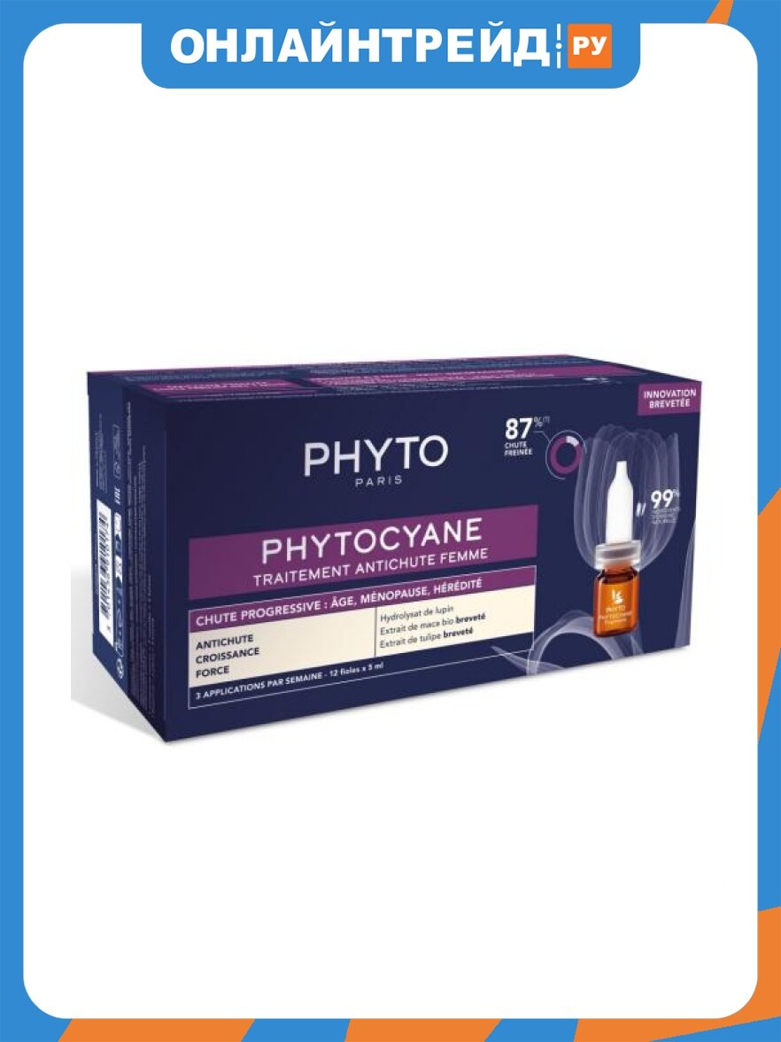 Сыворотка против выпадения волос Phyto cyane для женщин, 12*5 мл (флаконы)
