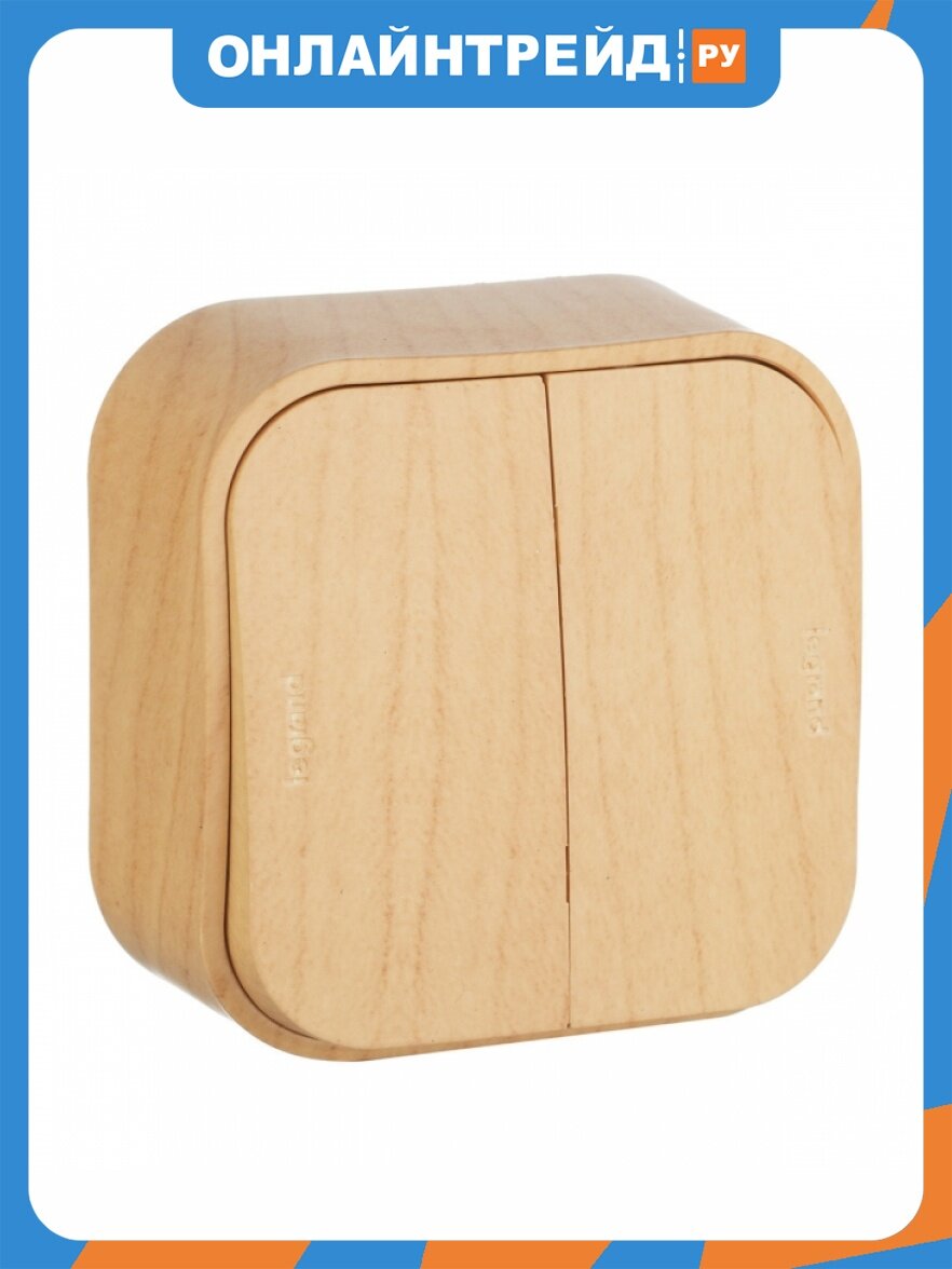 Выключатель Legrand Quteo 782262, 2 клавиши, 10А, дерево