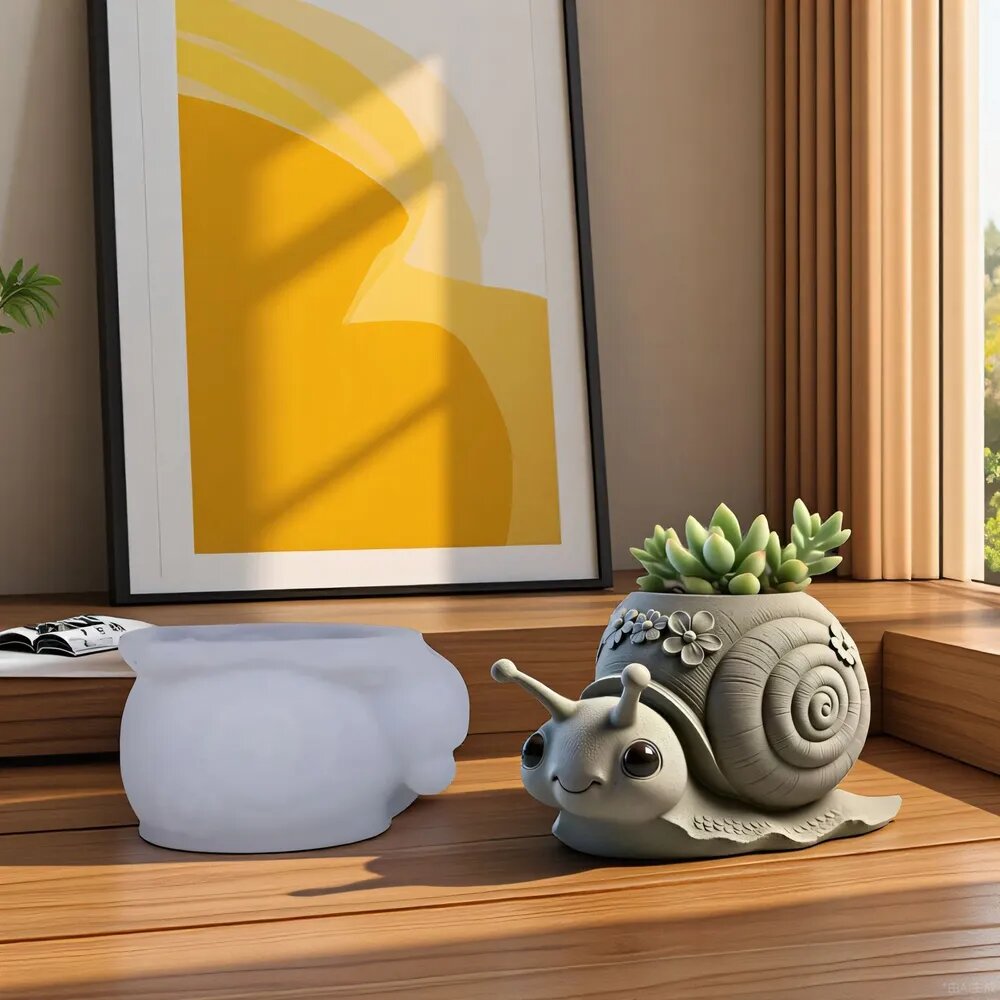 Силиконовые формы улитки 3D цветочные горшки, белый, 1 шт, Китай