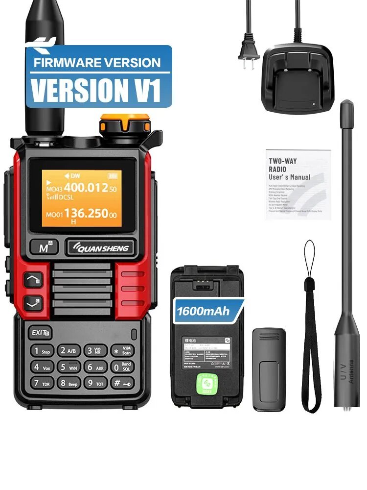 Рация UV-K5 V1, поддержка разных прошивок, 5W, 200 каналов, NOAA, FM/AM, Type-C, VOX