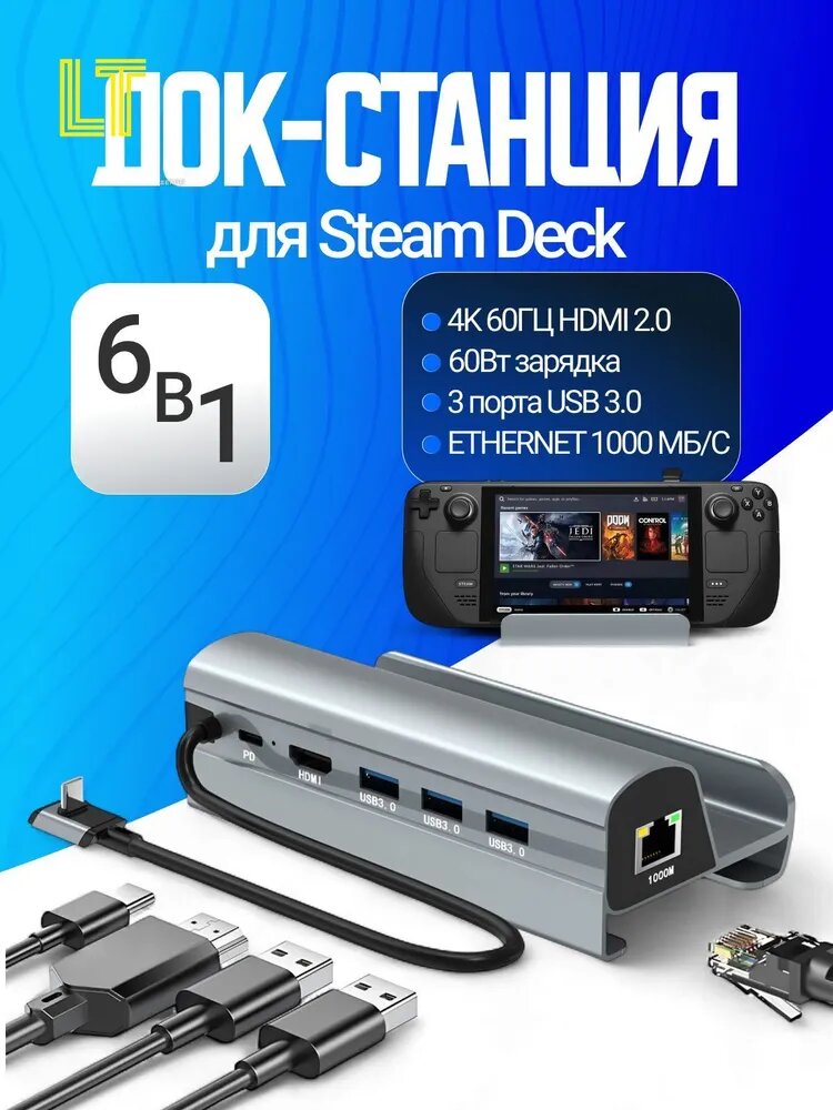 Док-станция для Steam Deck с HDMI и зарядкой
