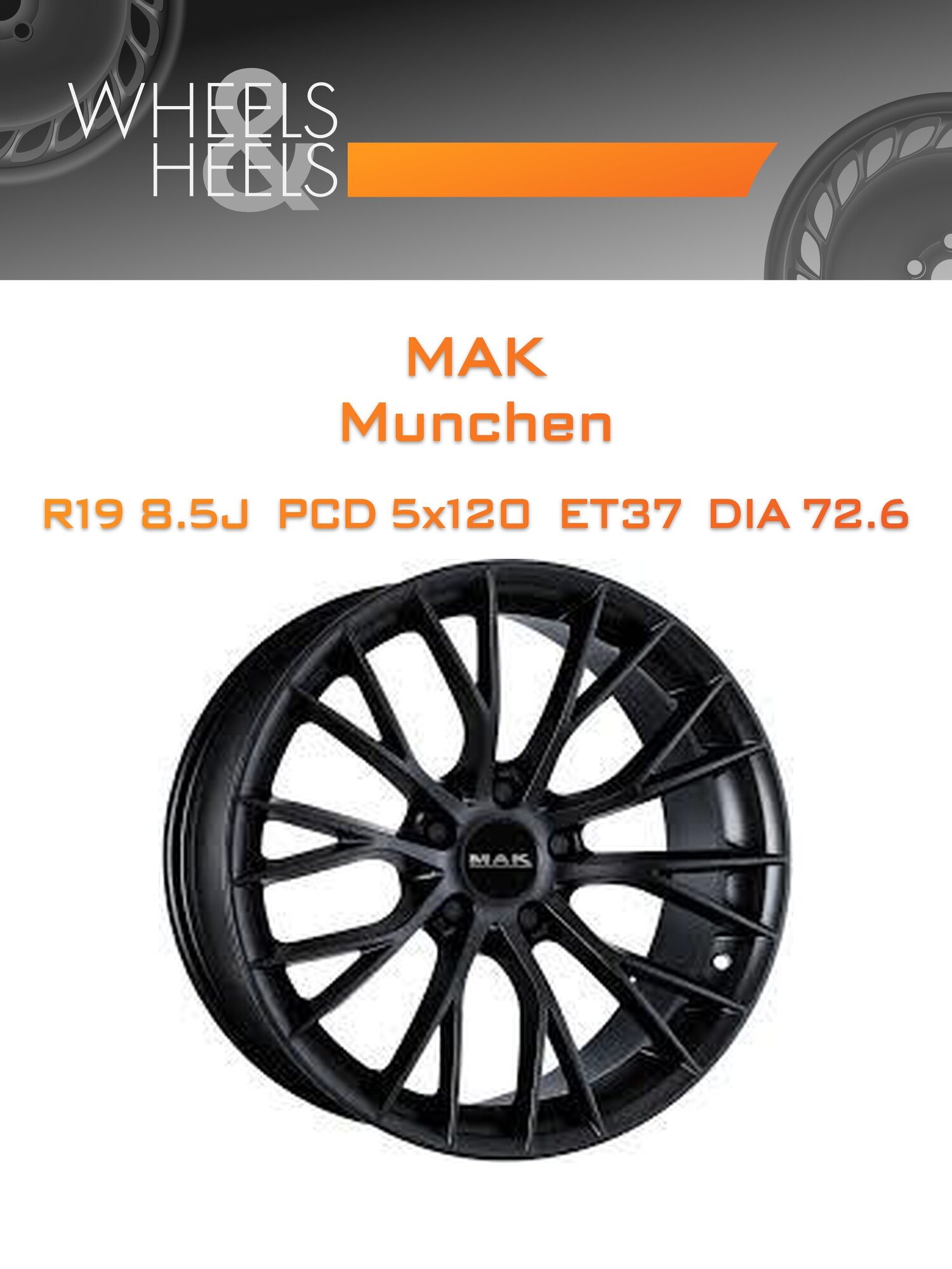 Диск автомобильный литой MAK Munchen 19x8.5 5x120 et37 dia72.6 Чёрный матовый