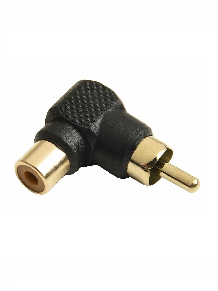 Переходник угловой RCA "шт" - RCA "гн", "тюльпан" угловой, пластик