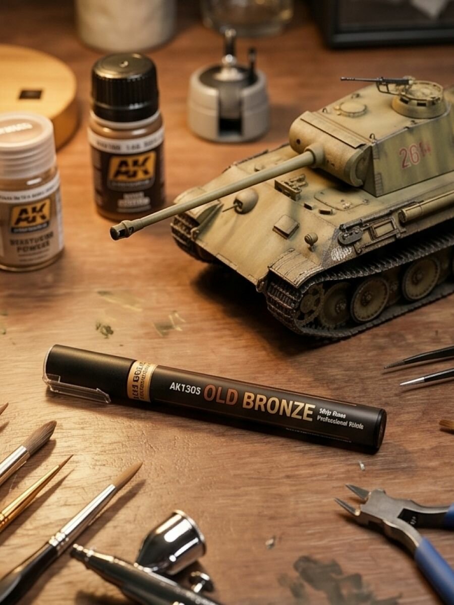 Маркер AK Interactive Metallic Liquid Marker - Old Bronze — фото 1